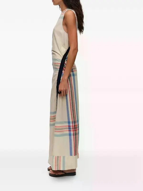 Bimba Y Lola Check-print Fringed Maxi Dress