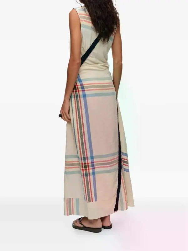Bimba Y Lola Check-print Fringed Maxi Dress