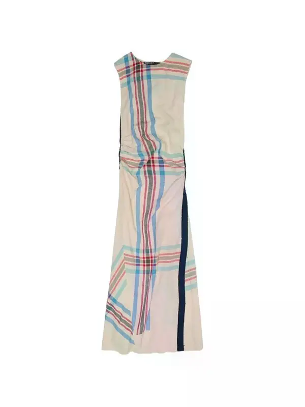 Bimba Y Lola Check-print Fringed Maxi Dress - Neutrals