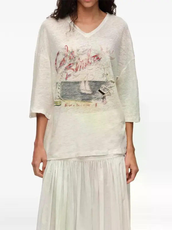 Bimba Y Lola Graphic Print V-neck T-shirt