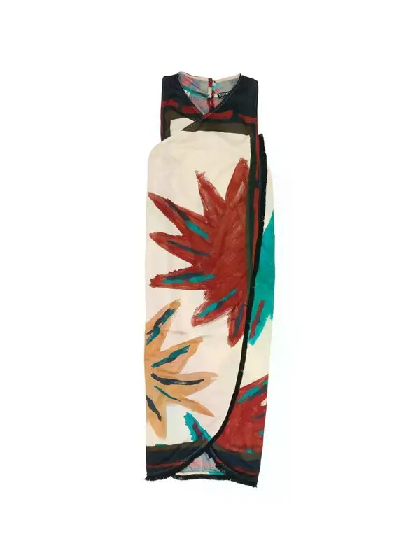 Bimba Y Lola Floral Print Fringed Midi Wrap Dress