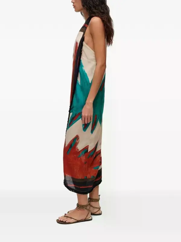 Bimba Y Lola Floral Print Fringed Midi Wrap Dress