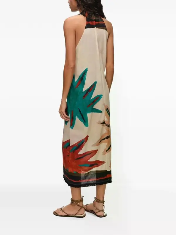 Bimba Y Lola Floral Print Fringed Midi Wrap Dress