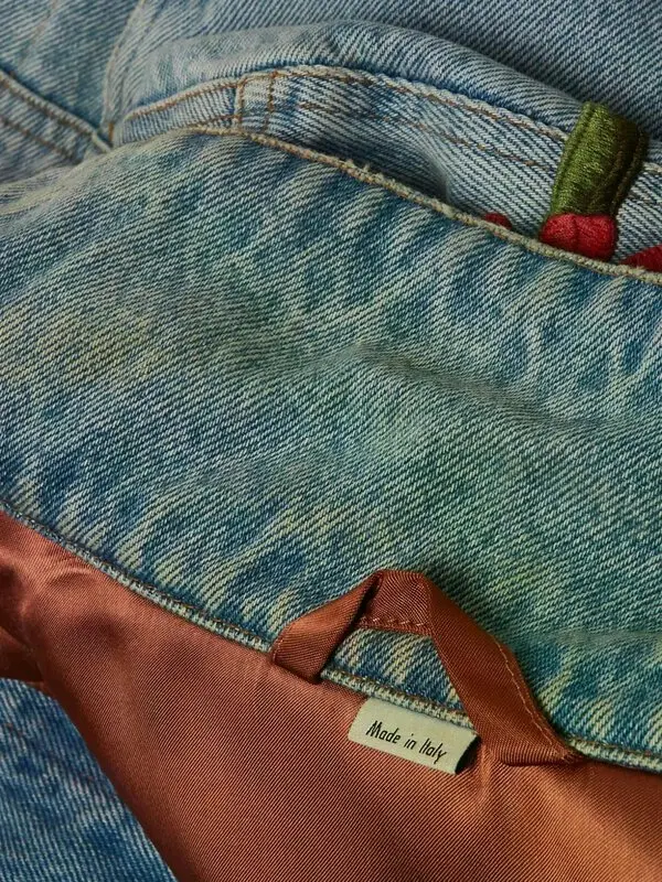 Gucci Logo-print Floral-motif Denim Jacket
