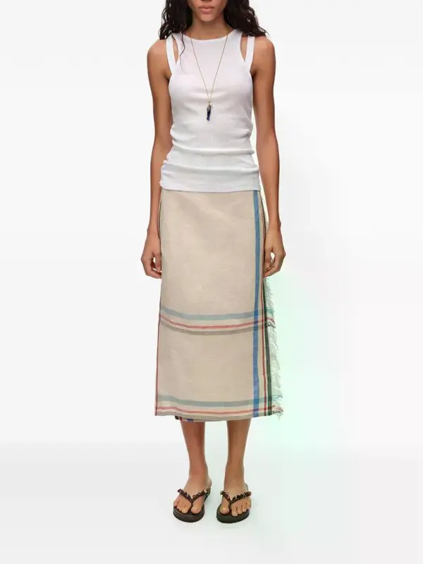 Bimba Y Lola Check-pattern Fringed Midi Skirt