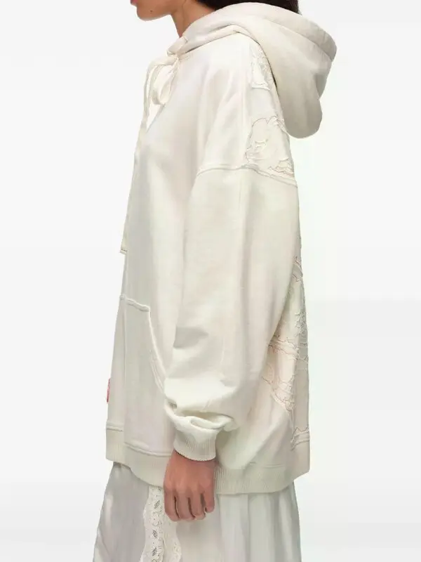 Bimba Y Lola Logo Patch Hoodie With Lace Panels