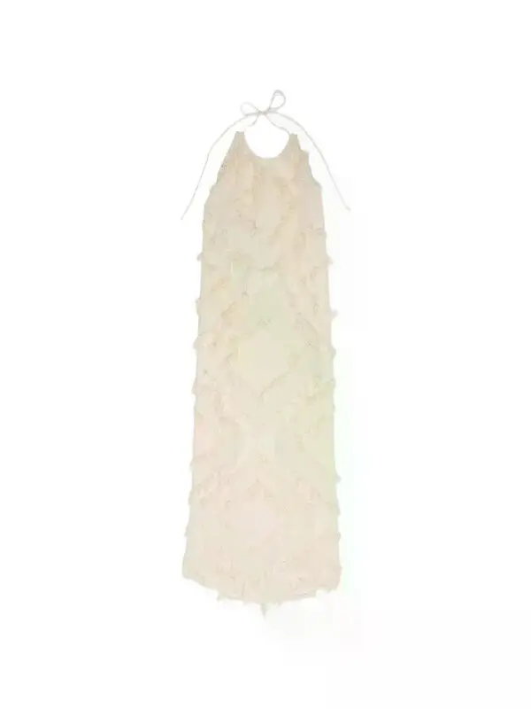 Bimba Y Lola Fringed Halterneck Maxi Dress - Neutrals