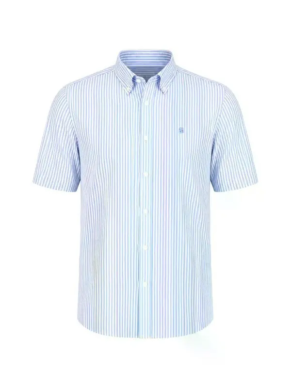 BOSS Vertical-stripe Short-sleeved Shirt - Blue