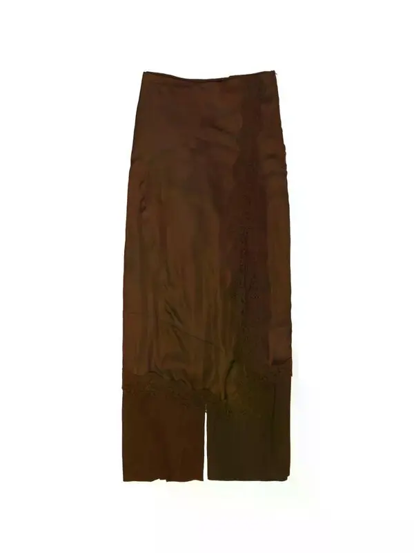 Bimba Y Lola Asymmetric Skort Trousers With Lace Trim - Brown