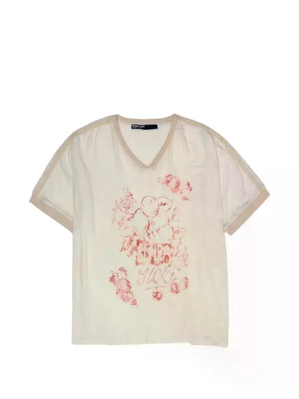 Bimba Y Lola Graphic Print Linen T-shirt