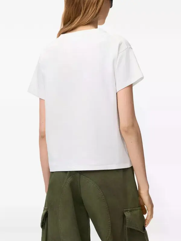 Loewe Logo Embroidered Crew Neck T-shirt - White