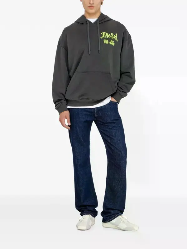 DIESEL® Organic Cotton Hoodie With Flocked Graphics - Grey