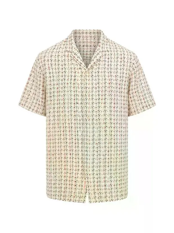 REVOLUTION NOW Bouclé-knit Cuban-collar Shirt