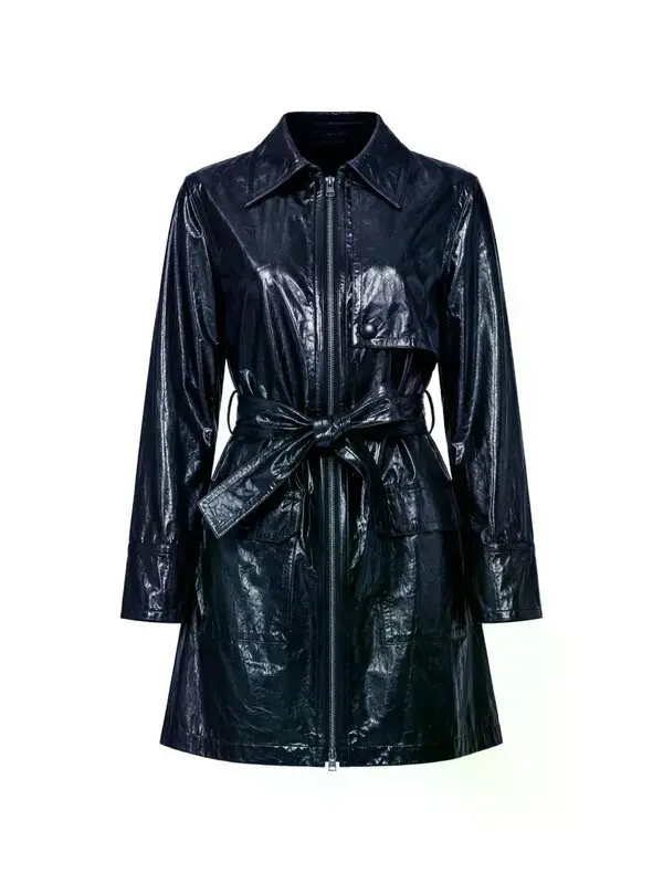 Yigal Azrouël Belted Crinkled-finish Mini Dress - Blue