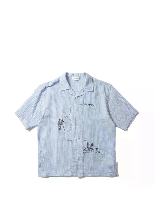 EDMMOND STUDIOS Western Embroidered Seersucker Shirt