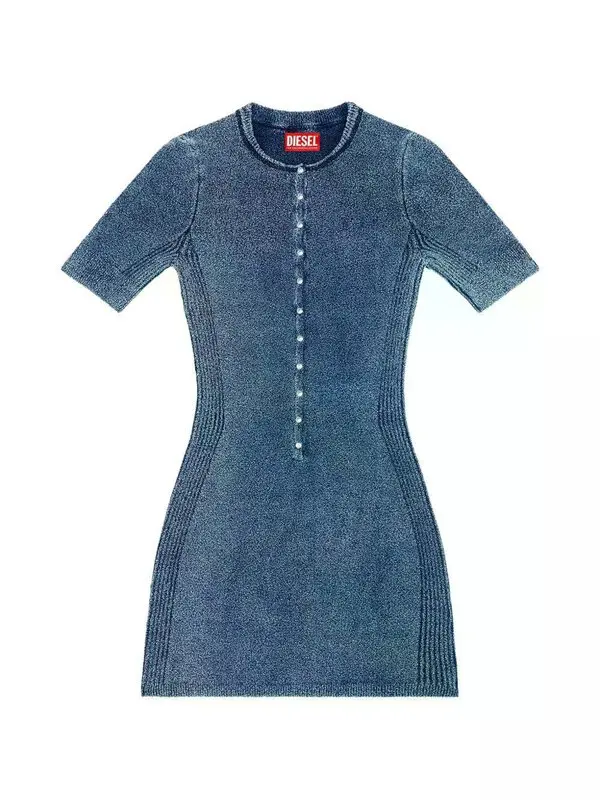 DIESEL® Indigo Bouclé Knit Mini Dress - Blue