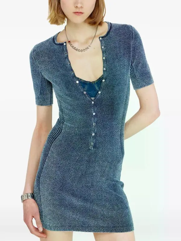 DIESEL® Indigo Bouclé Knit Mini Dress