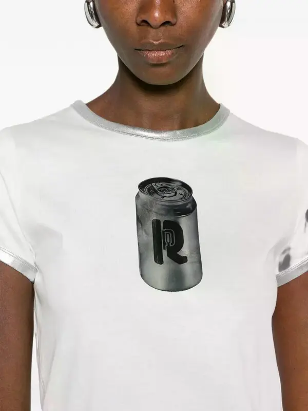 Rabanne Graphic Print Metallic Trim Cropped T-shirt