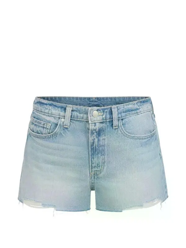 L'Agence Clark Distressed Raw-edge Denim Shorts