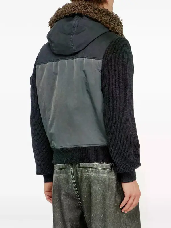 DIESEL® Hooded Padded Jacket With Knitted Sleeves