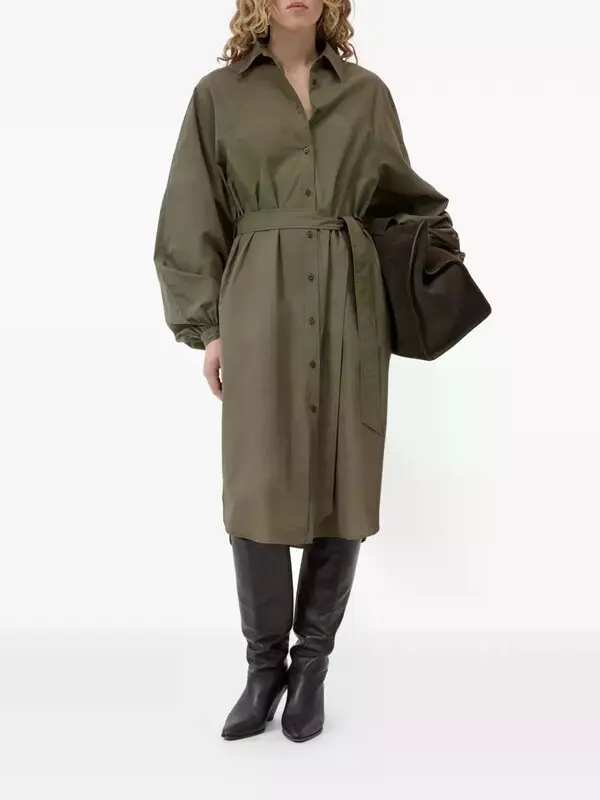 Closed Belted Midi Dress - Green