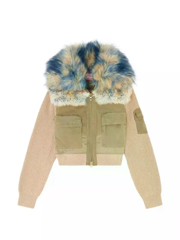 DIESEL® Bomber Jacket With Rib-knit And Plush Trims - Neutrals