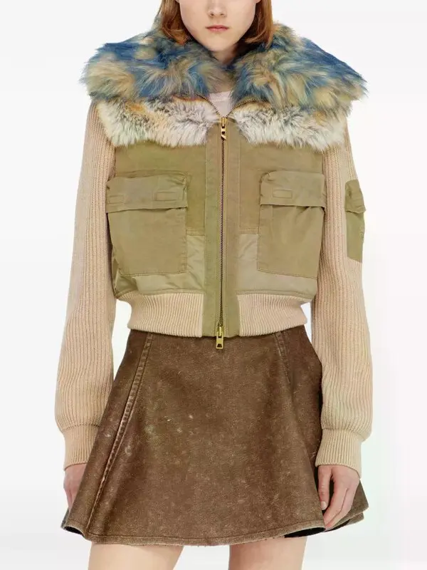 DIESEL® Bomber Jacket With Rib-knit And Plush Trims