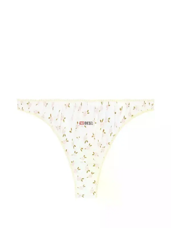 DIESEL® Thong In Cotton With All-over Floral Print - White