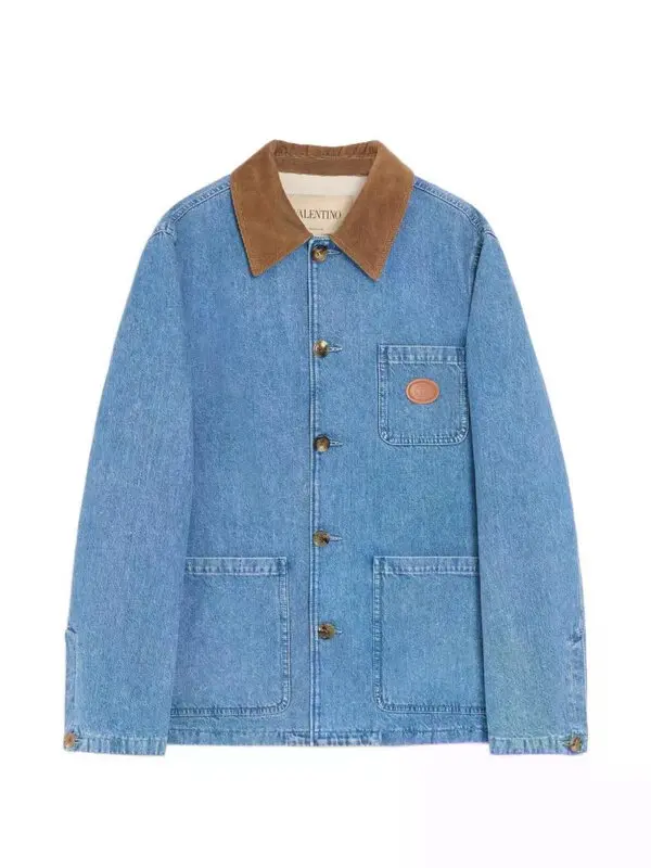 Valentino Garavani Denim Shirt Jacket With Vlogo Patch