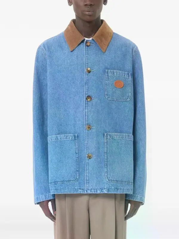 Valentino Garavani Denim Shirt Jacket With Vlogo Patch