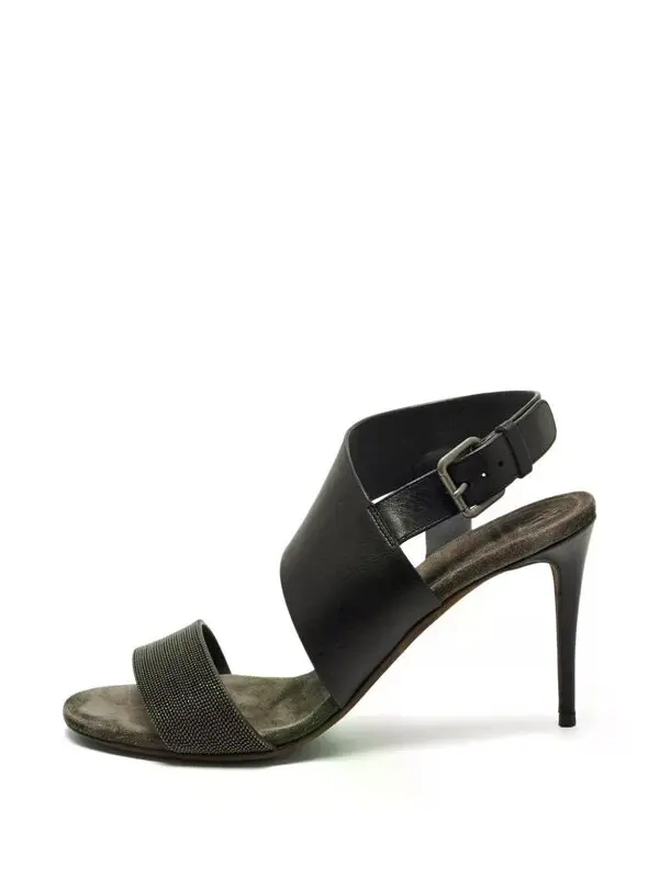Brunello Cucinelli Monili Embellished Ankle Strap Sandals - Black