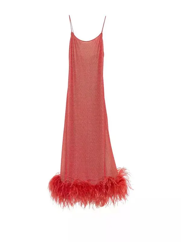 Oseree Lumière Plumage Maxi Dress - Red