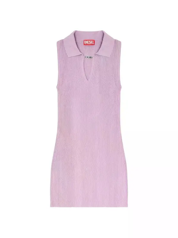 DIESEL® Rib-knit Silk-blend Polo Dress - Purple