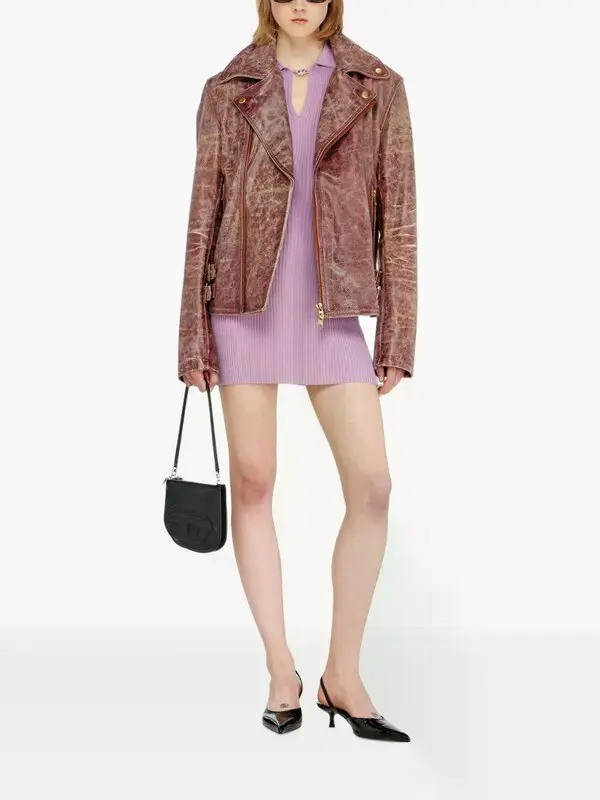 DIESEL® Rib-knit Silk-blend Polo Dress - Purple