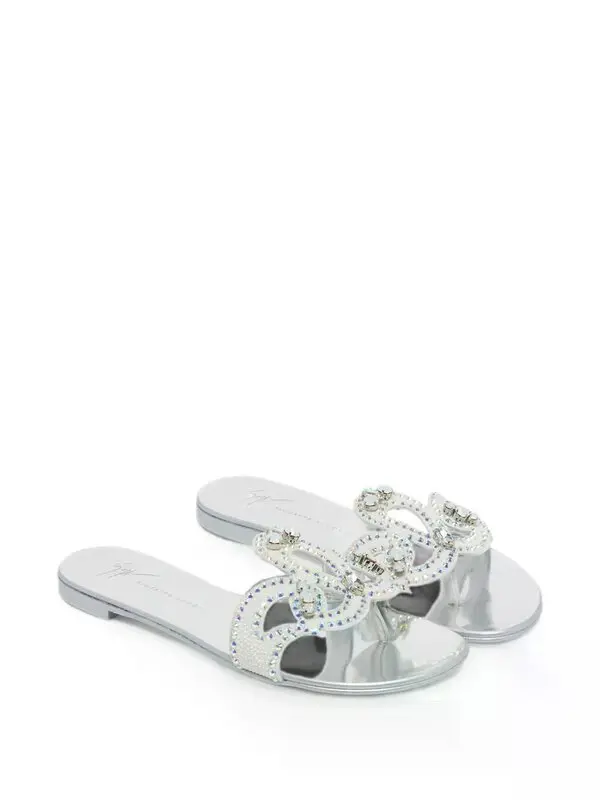 GIUSEPPE ZANOTTI Turchesite Crystal-embellished Flat Sandals