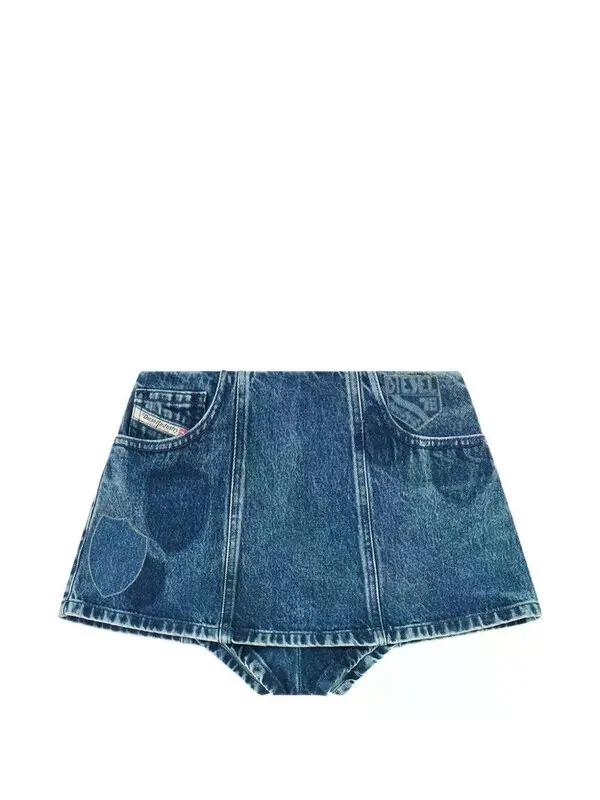 DIESEL® Denim Peplum Shorts With Shadow Patches - Blue