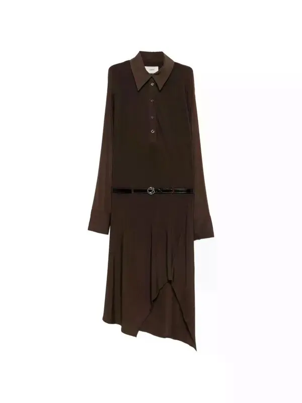 Coperni Draped Midi Shirt Dress - Brown