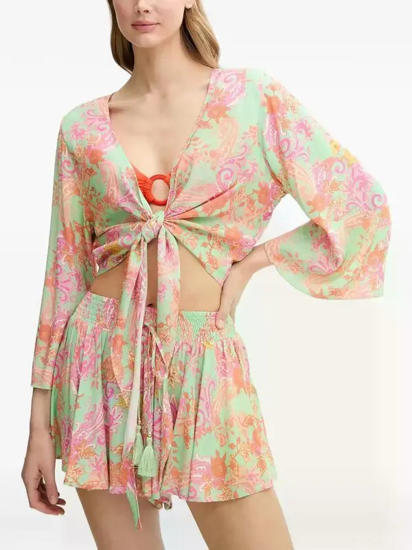 Guess Paisley-print Tie-front Top