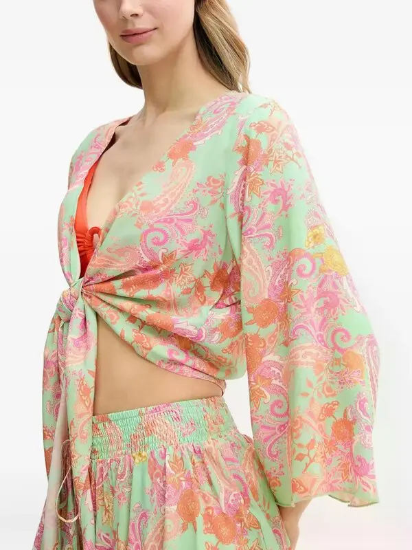 Guess Paisley-print Tie-front Top