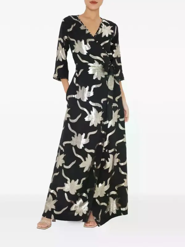 CHARLOTTA GANDOLFO Long Faye Wrap Maxi Dress - Black
