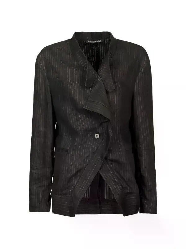 HANNES ROETHER Pinstripe Draped Blazer - Black