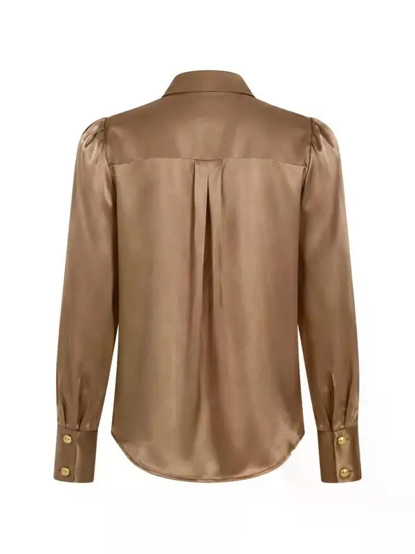 L'Agence Brown Satin Pussy-bow Blouse - Neutrals