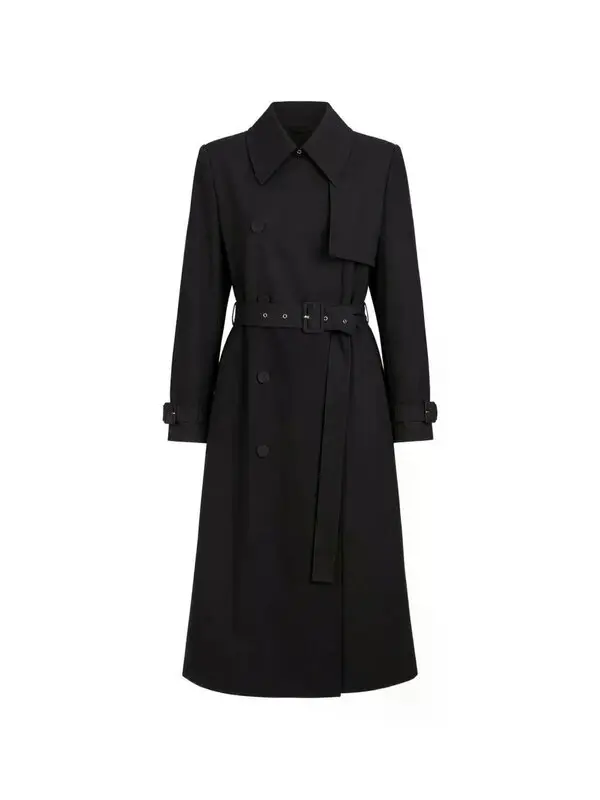 THE SEI Structured Double-breasted Trench Coat - Black