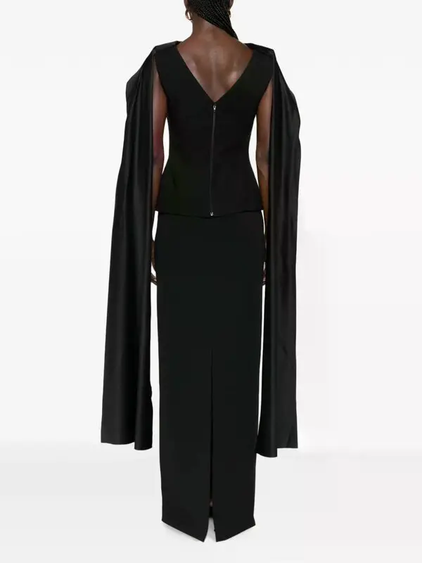 Solace London Annie Cape Detail Sleeveless Maxi Dress - Black