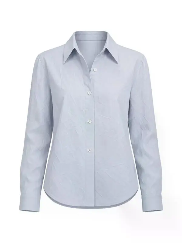 WE-AR4 Crinkled-effect Button-down Shirt - Blue