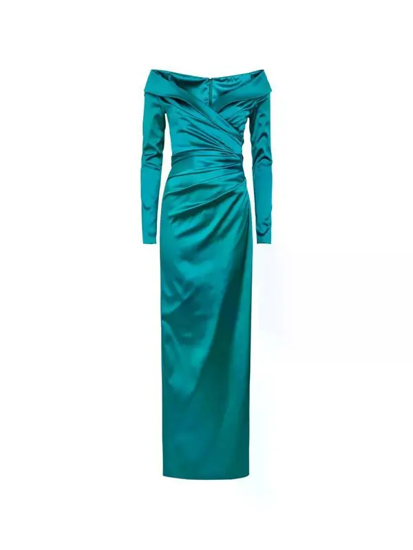 Talbot Runhof Off-shoulder Ruched Maxi Dress - Blue