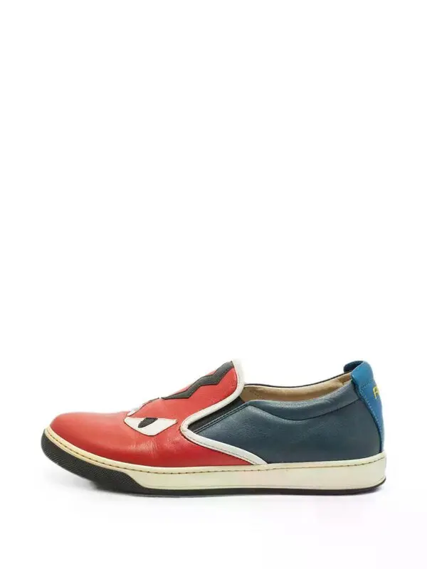 Fendi Monster Eyes Leather Slip-on Sneakers - Red