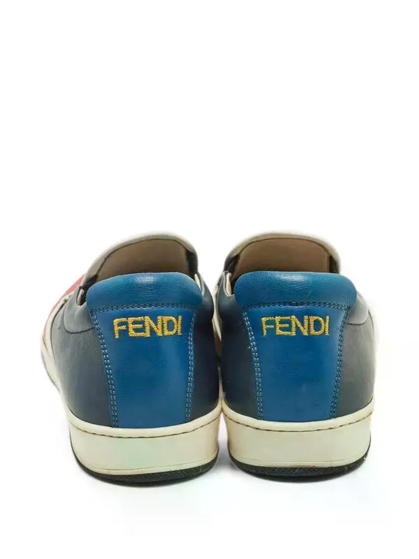 Fendi Monster Eyes Leather Slip-on Sneakers