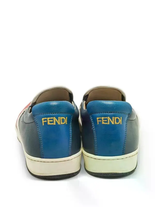 Fendi Monster Eyes Leather Slip-on Sneakers