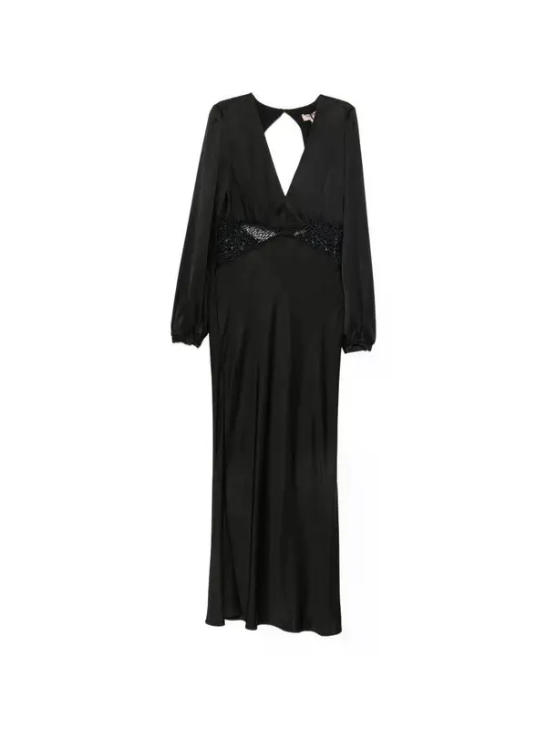 TWINSET Lace-insert Open-back Maxi Dress - Black